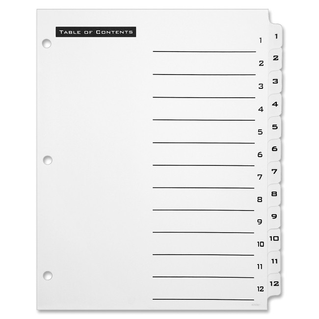 Avery 12 Tab Table Of Contents Template Williamson ga us
