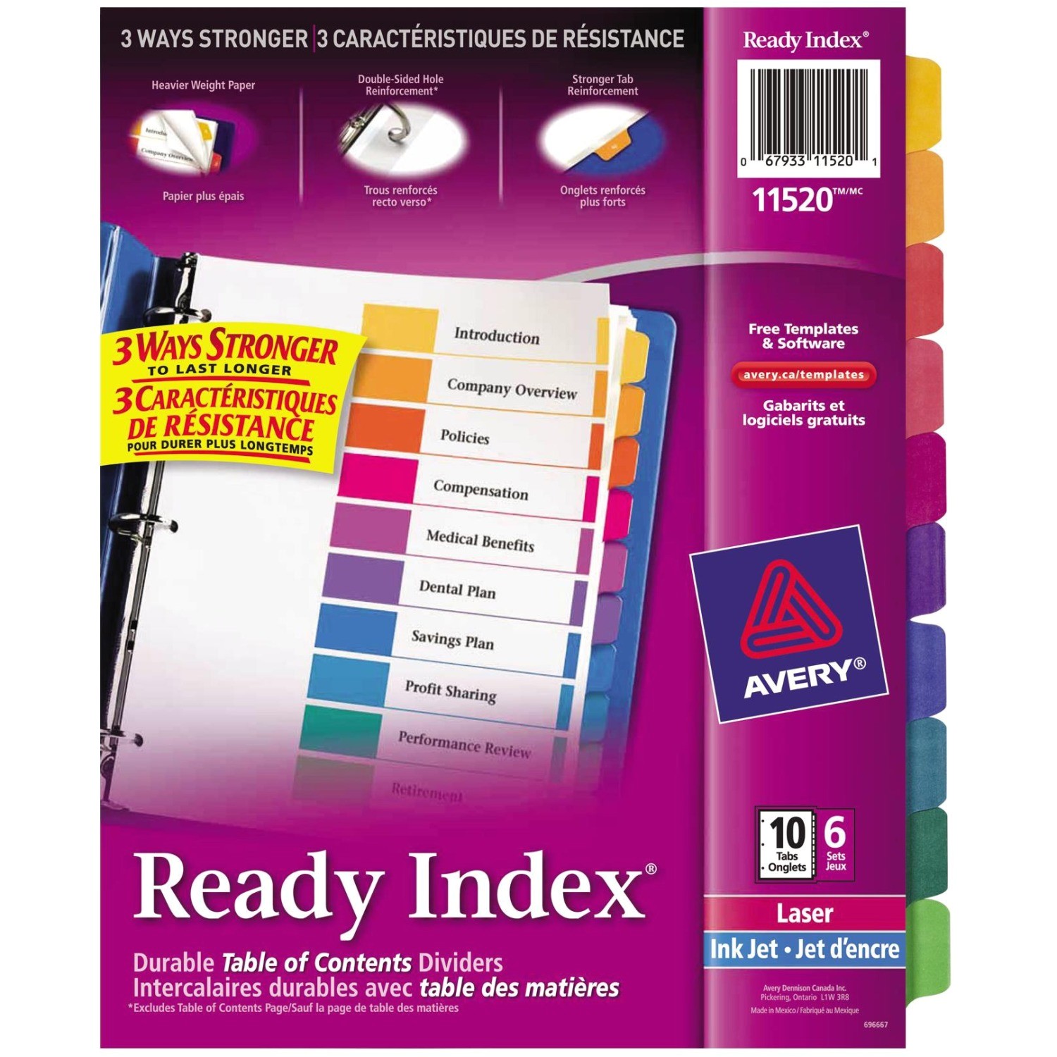 Avery Ready Index Template 10 Tab Color Williamson ga us