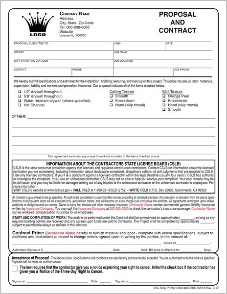 Drywall Bid Proposal Template Williamson ga us