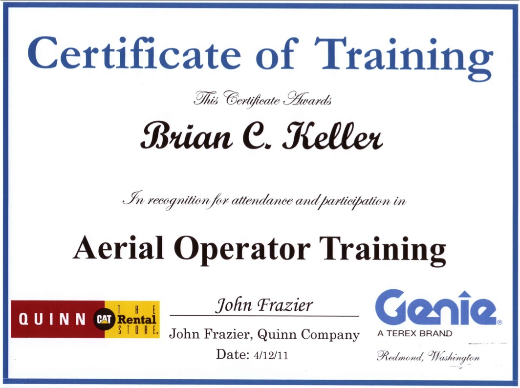 Scissor Lift Certification Card Template Williamson ga us