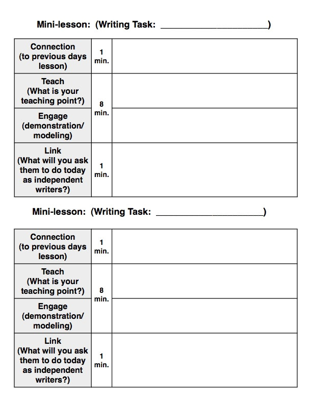 Writing Workshop Lesson Plan Template Writing Lesson Plan Template