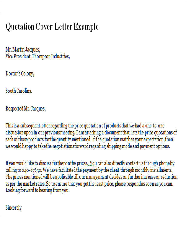 Send Quotation Email Template Send Quotation Email Template