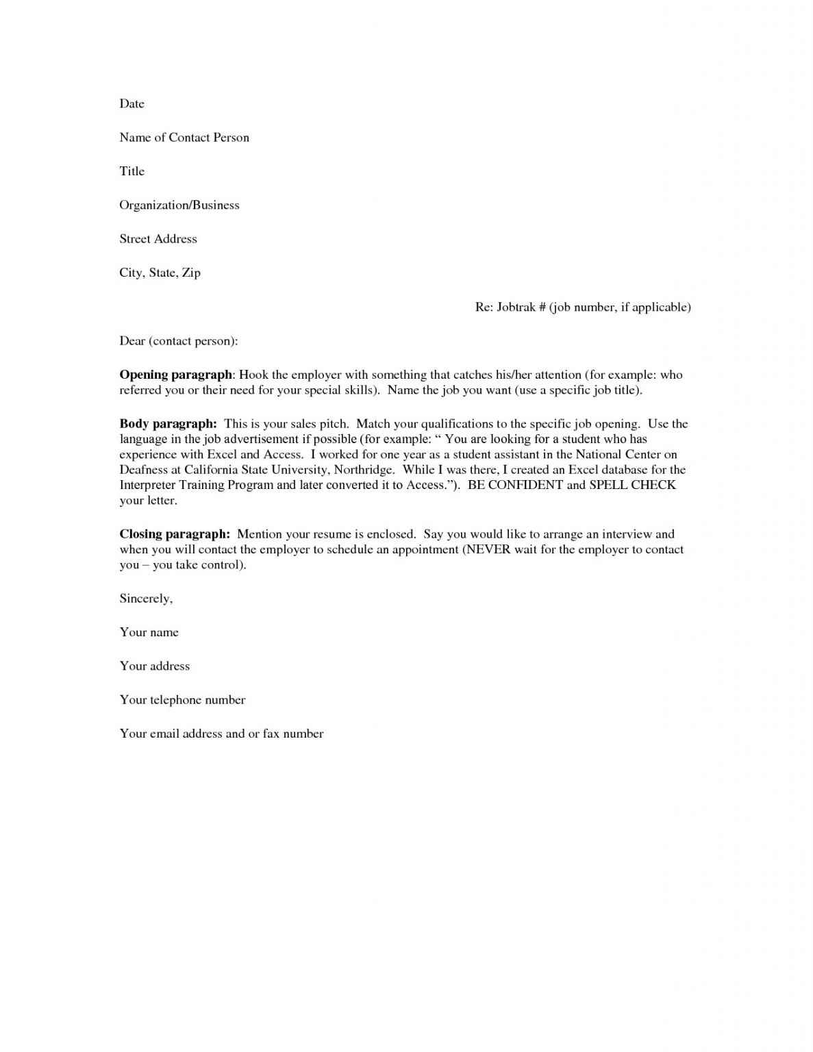 Basic Resume Cover Letter Template Basic Cover Letter Template Free ...