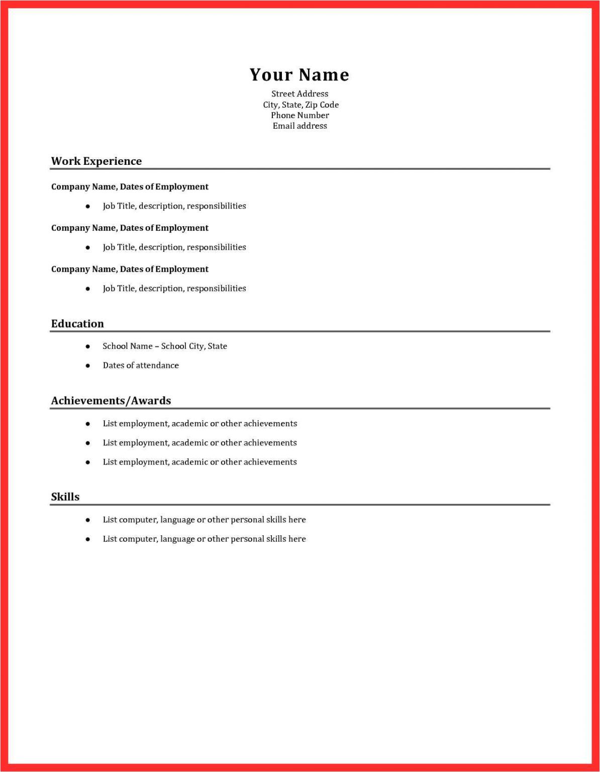 Basic Resume Layout Examples Basic Resume Samples Good Resume format ...