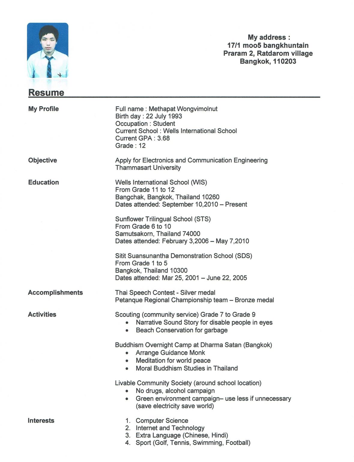 Basic Student Resume 8 Basic Student Resume Templates formatmemo ...