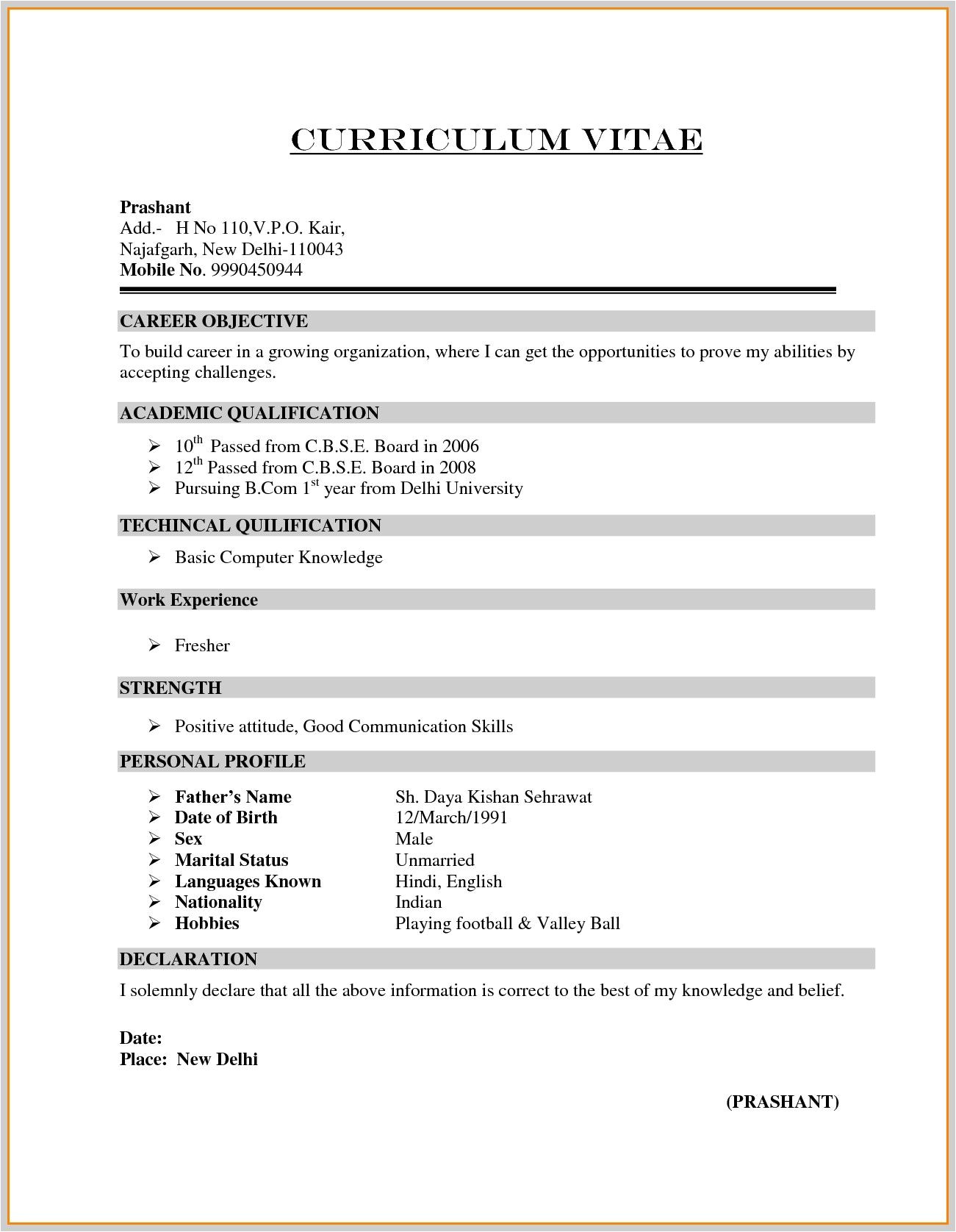 Bcom Fresher Resume Format Download Williamson ga us
