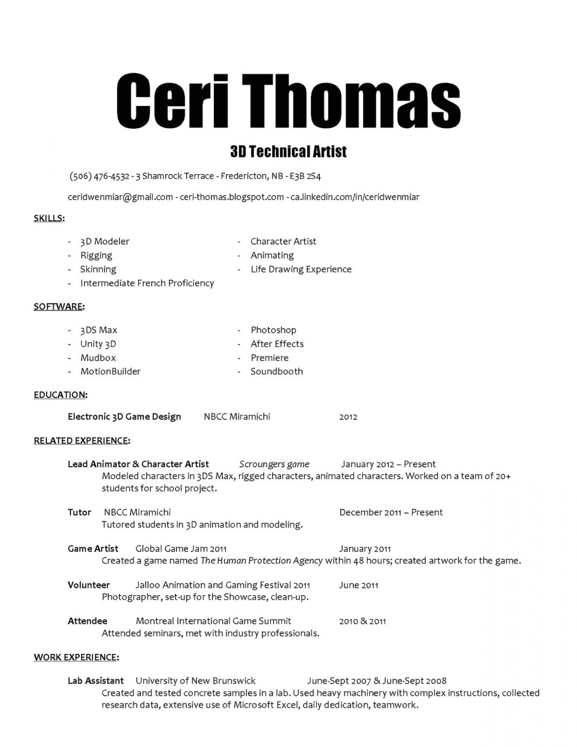 Character Reference Sample Resume Ceri Thomas 3d Character Artist ...