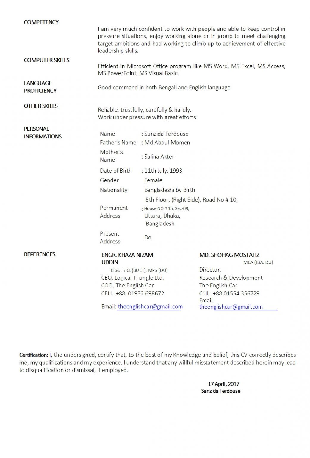 Commerce Fresher Resume format Fresher 39 S Cv Sample Business Haunt ...