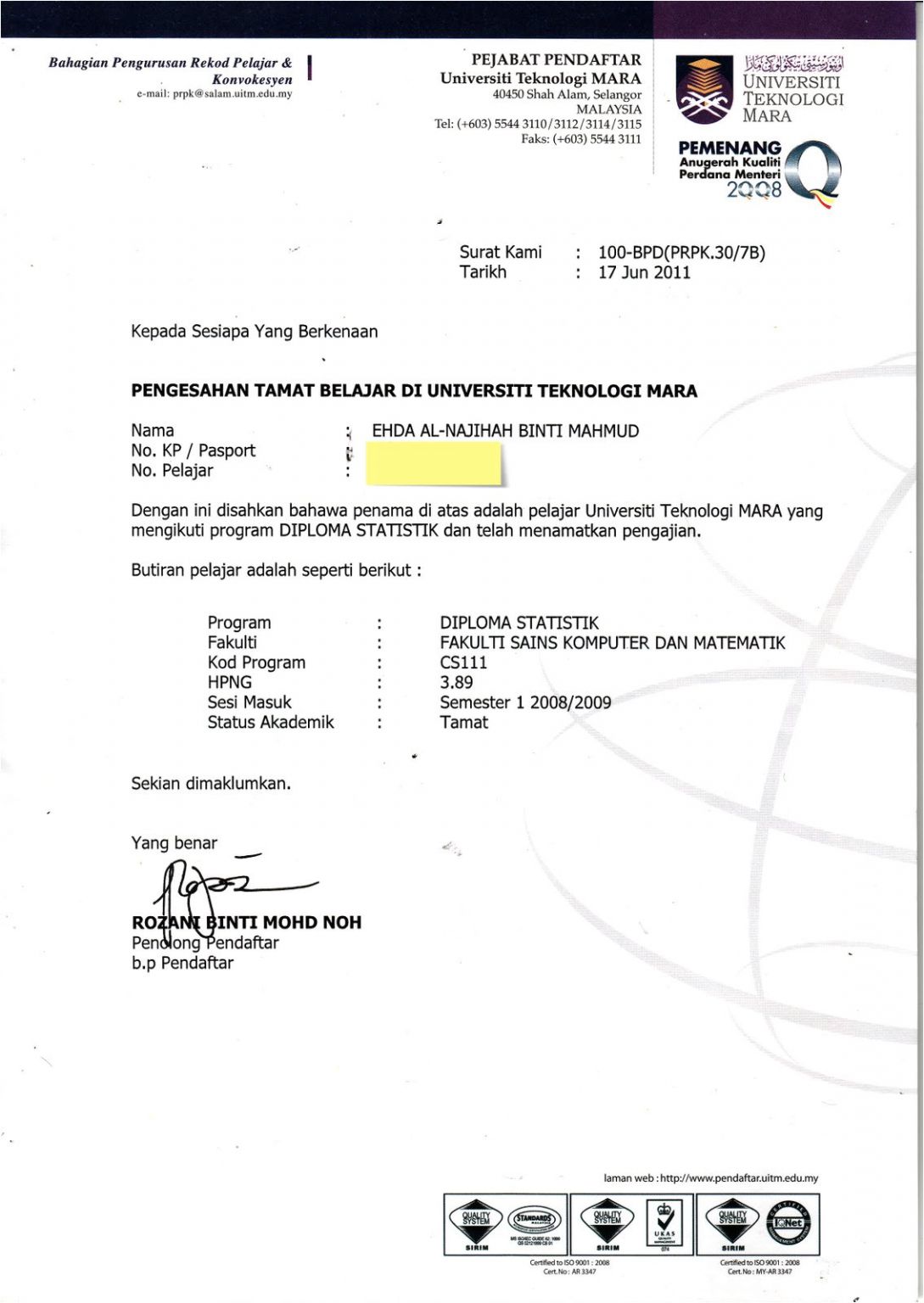Contoh Resume Student Uitm Contoh Surat Rasmi Permohonan Praktikal ...