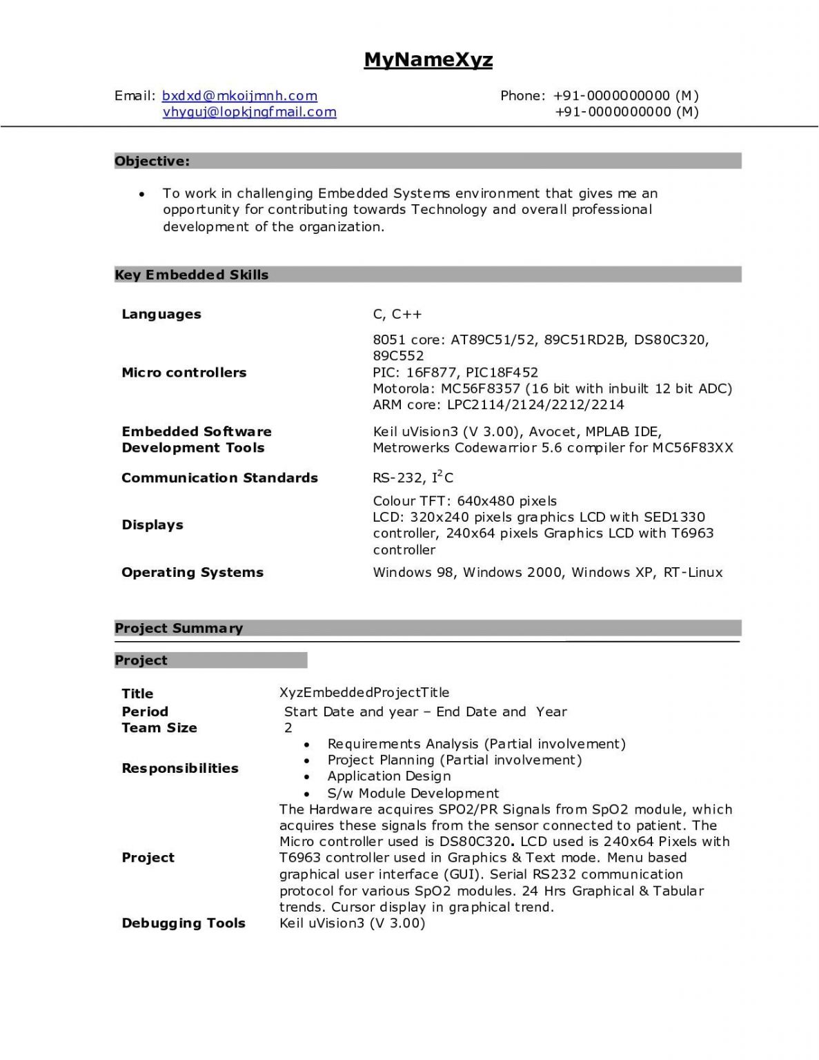 Ece Resume Sample B E Ece 3 Resume format Resume format for Freshers ...