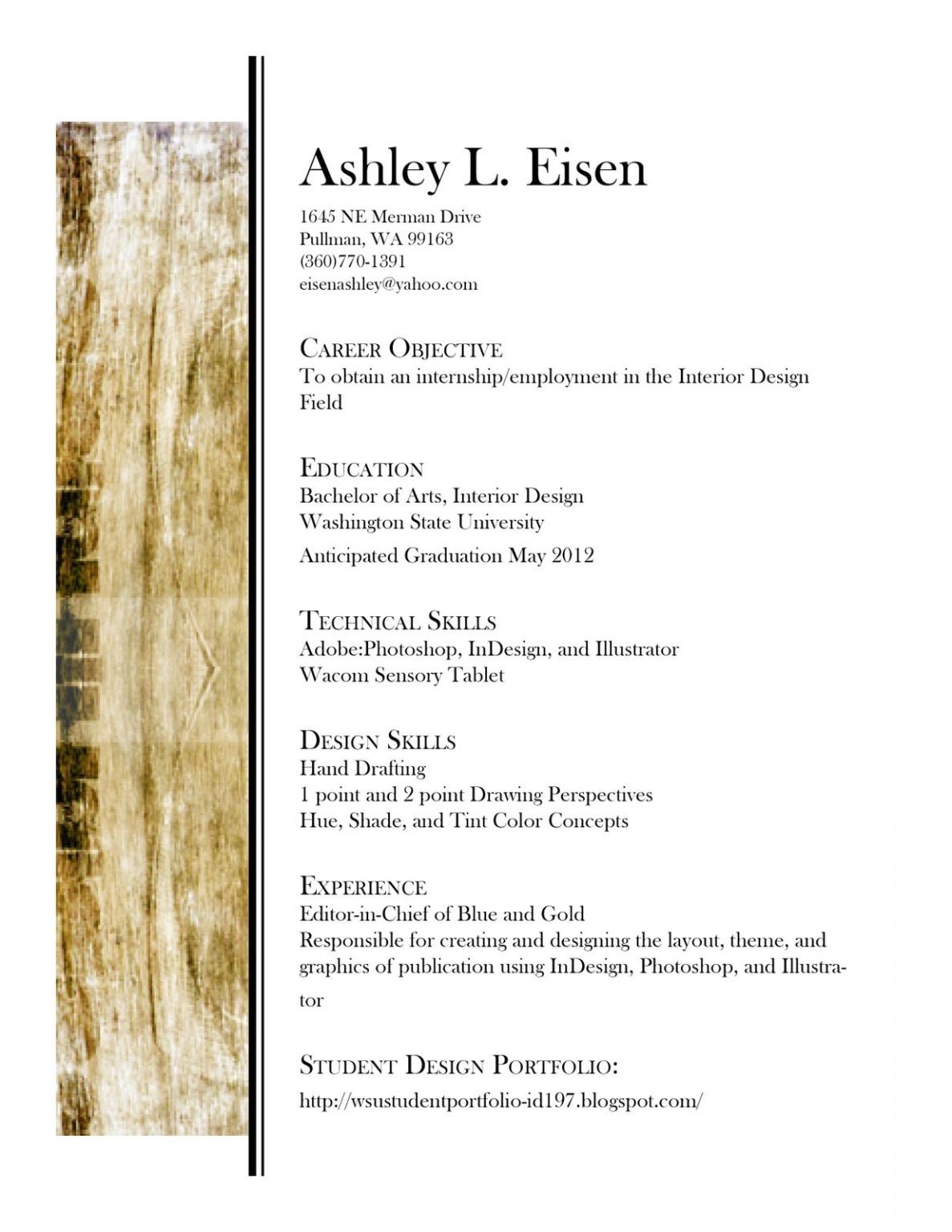 Interior Design Student Resume Student Interior Design Portfolio ...