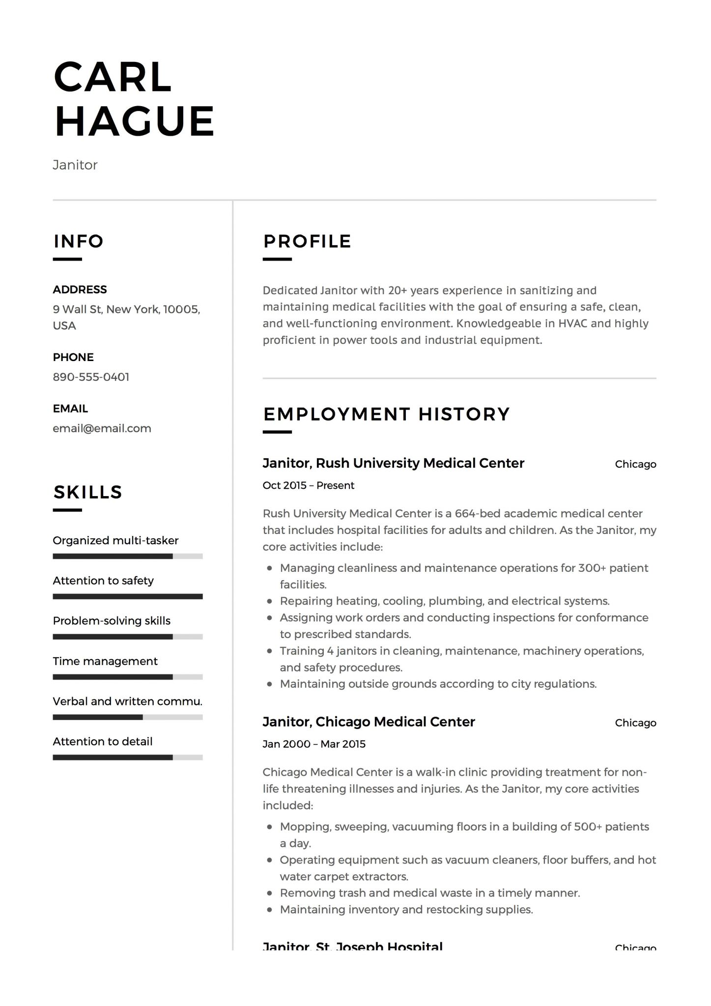 Janitor Resume Sample Full Guide Janitor Resume Example 12 Samples Pdf ...