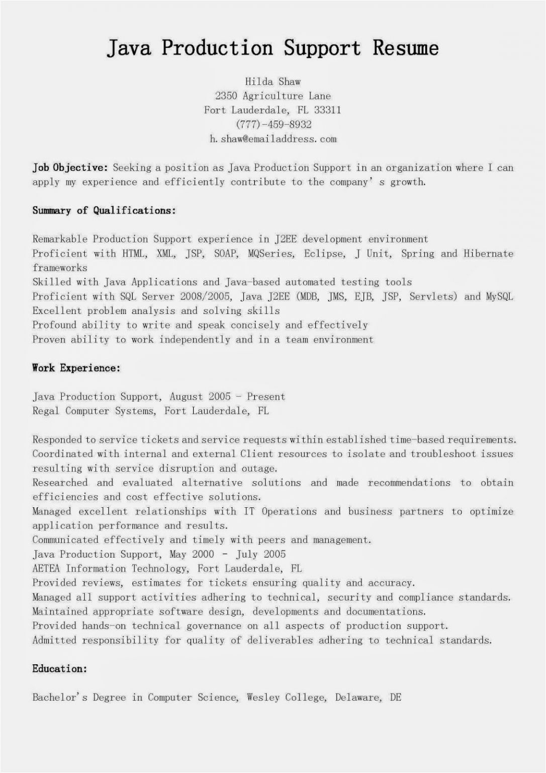 Java Resume Sample Resume Samples Java Production Support Resume Sample ...