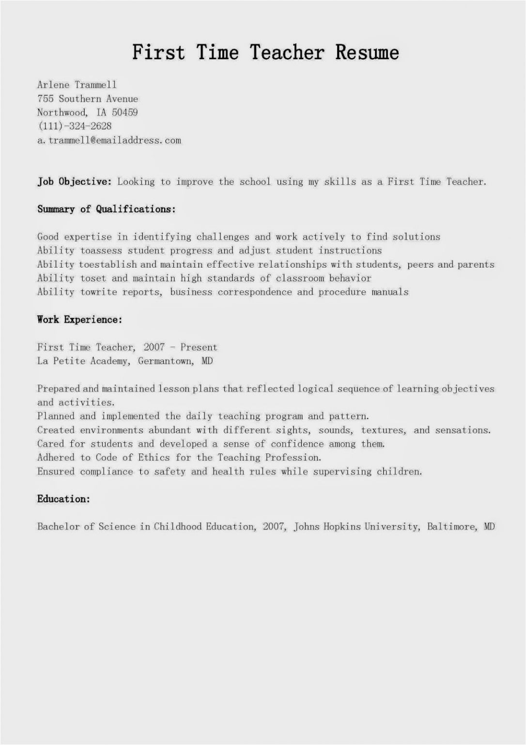 Job Application First Time Job Seeker Resume format Resume Samples ...