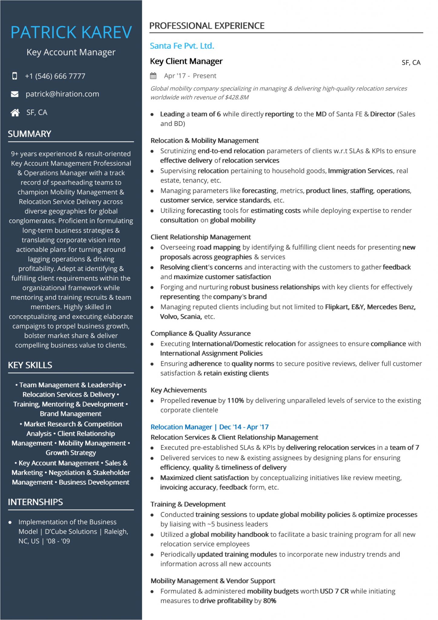 Key Account Manager Resume Sample Operations Resume Examples and ...