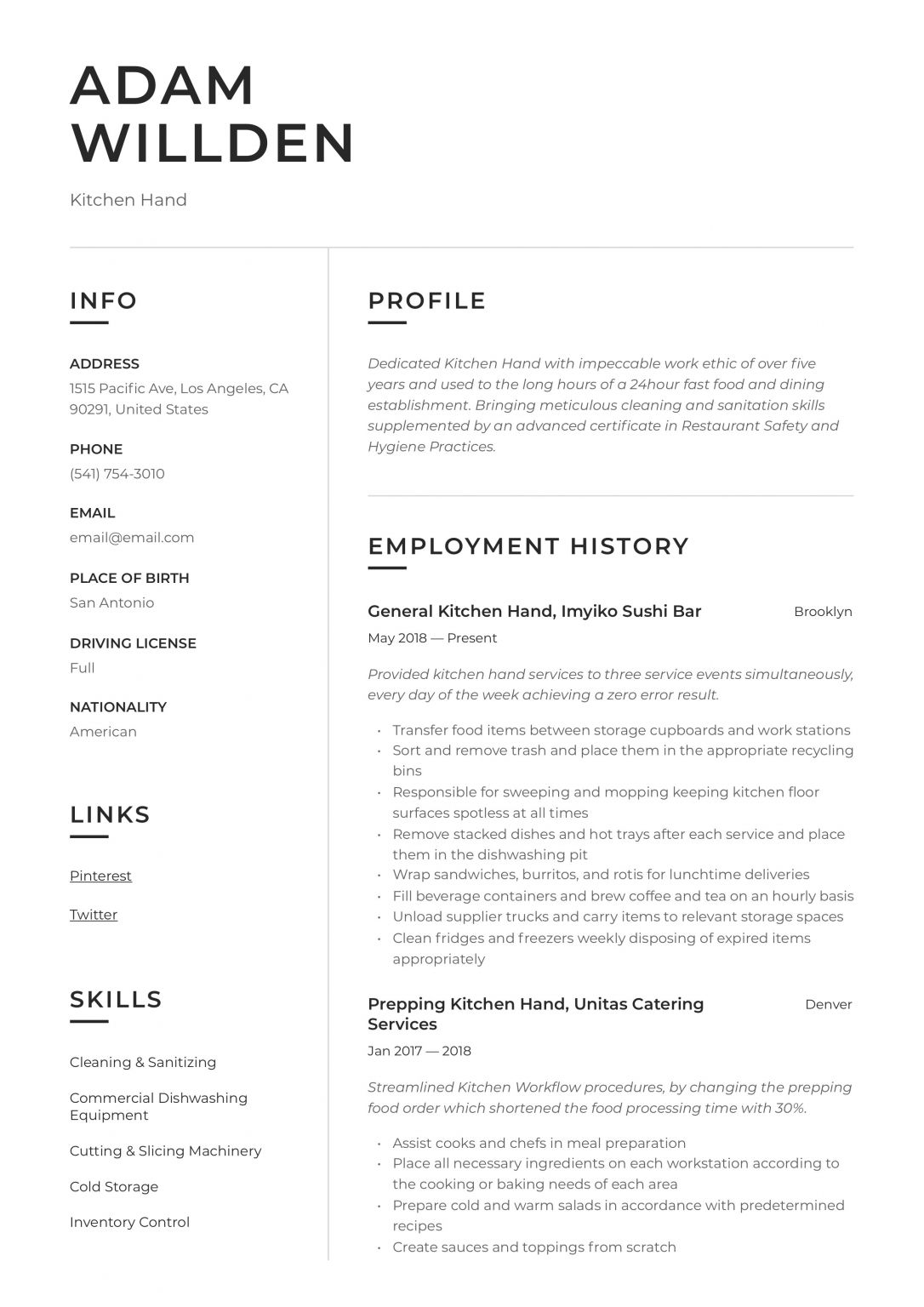 Kitchen Hand Resume Sample Kitchen Hand Resume Writing Guide 12 Free ...