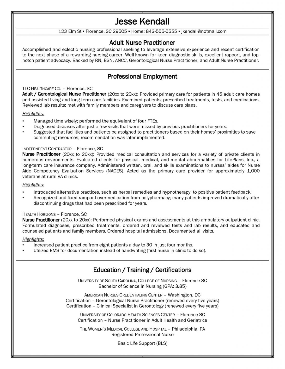 Nurse Practitioner Student Resume Student Example Nurse Practitioner ...