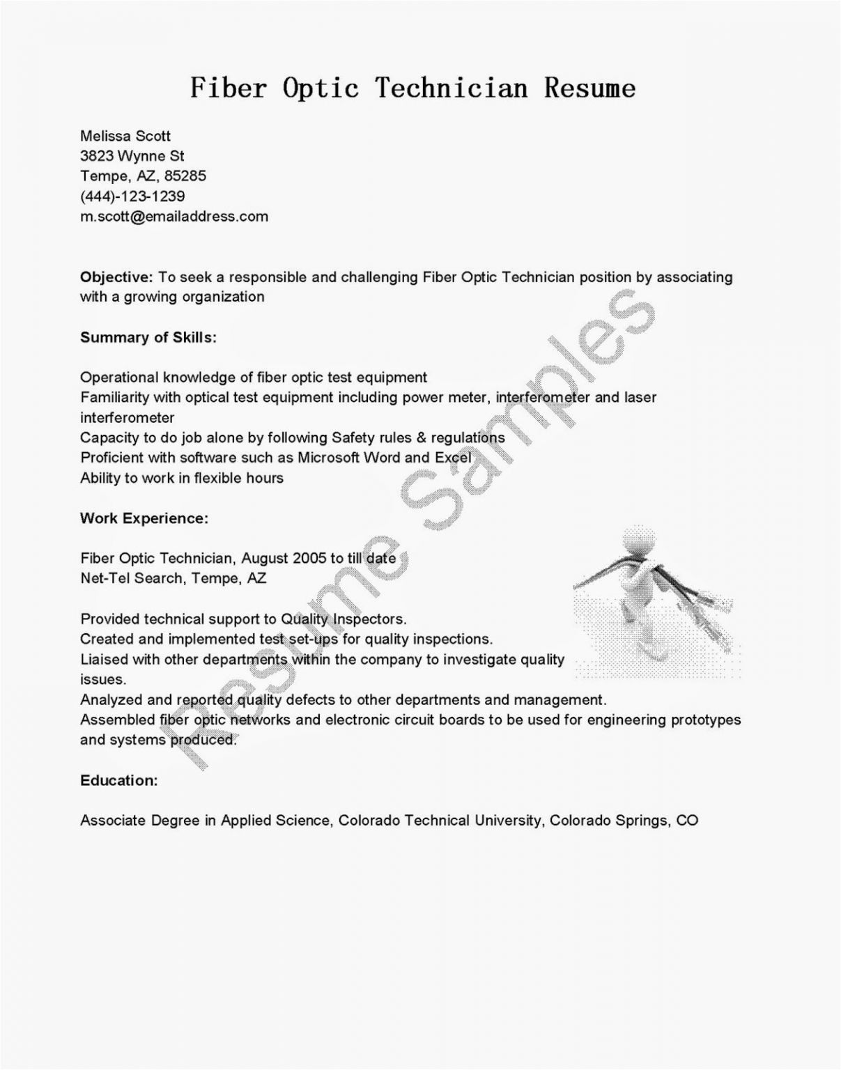 Optical Fibre Engineer Resume Resume Samples Fiber Optic Technician ...