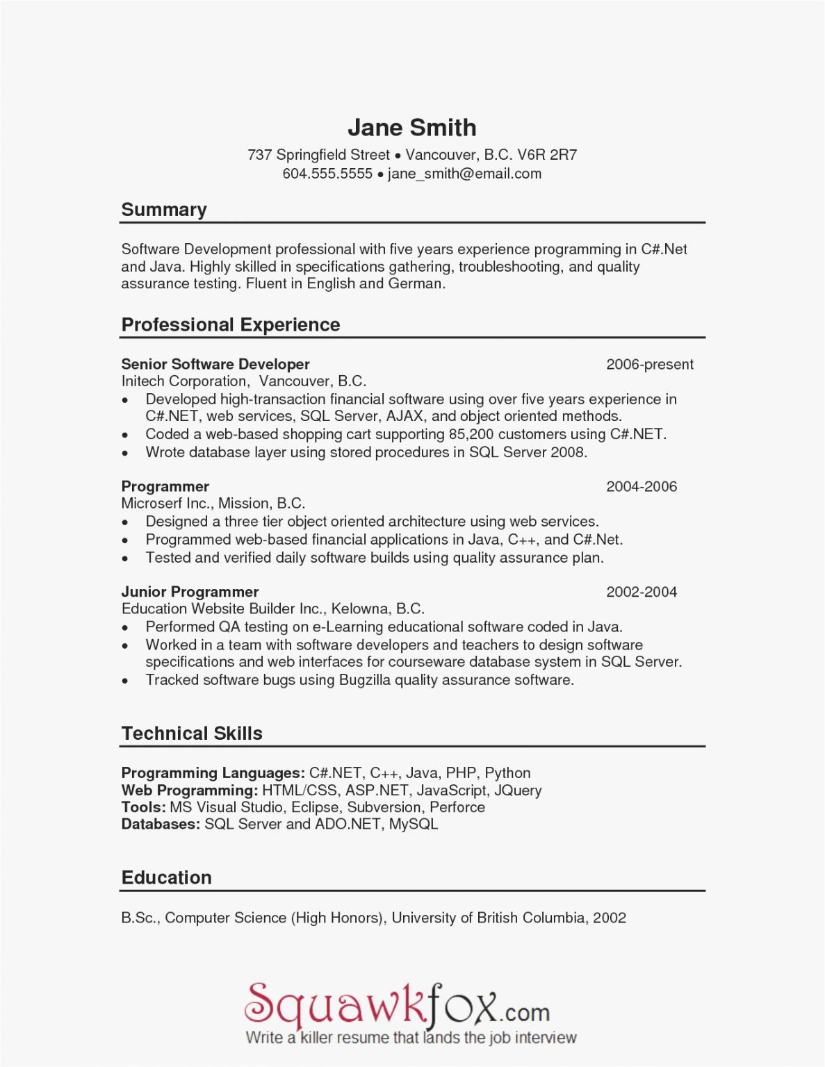 Pl Sql Fresher Resume format Sql Fresher Resume Sample Resume Sample ...