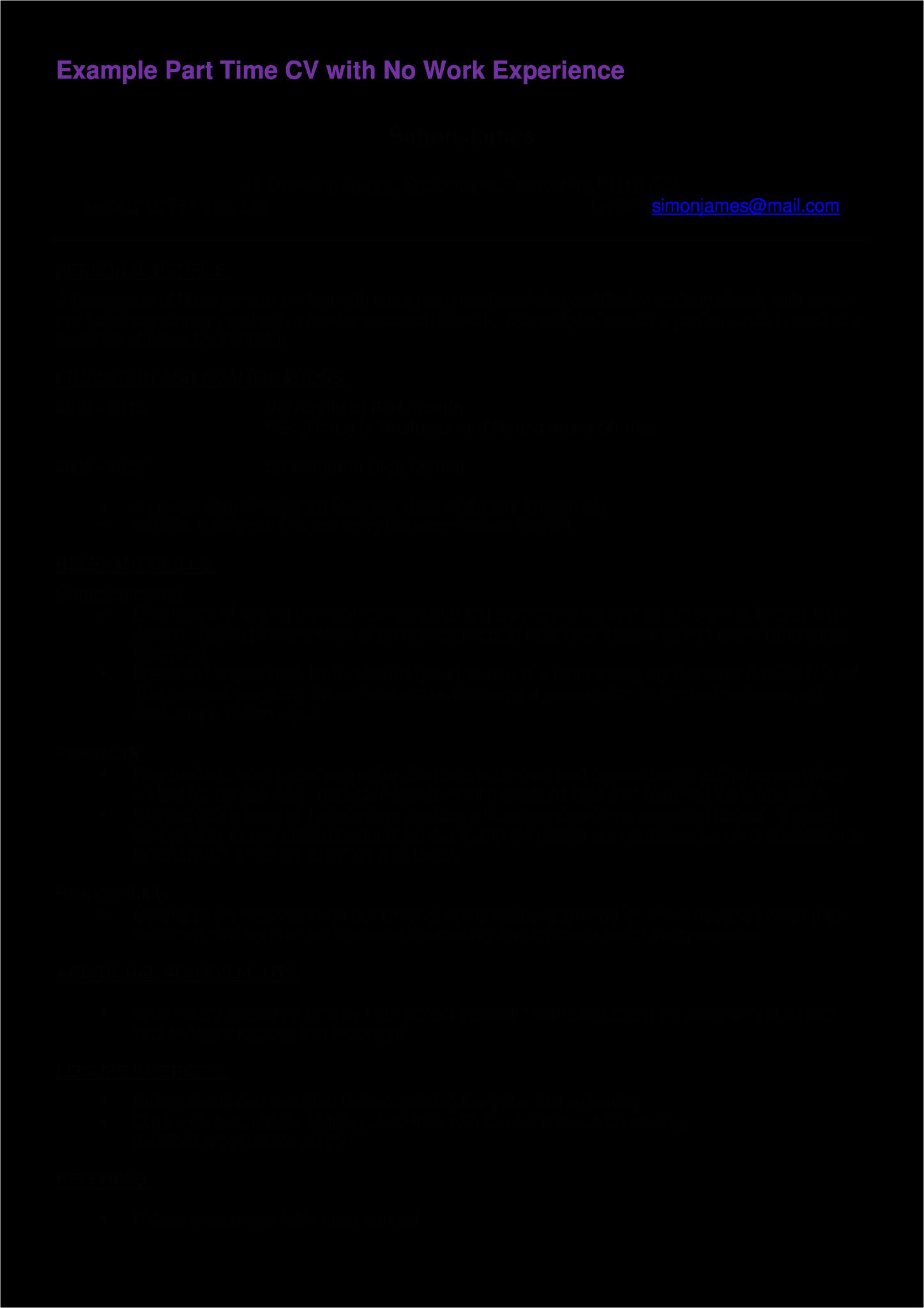 Resume format for Part Time Job First Part Time Job Resume Sample ...