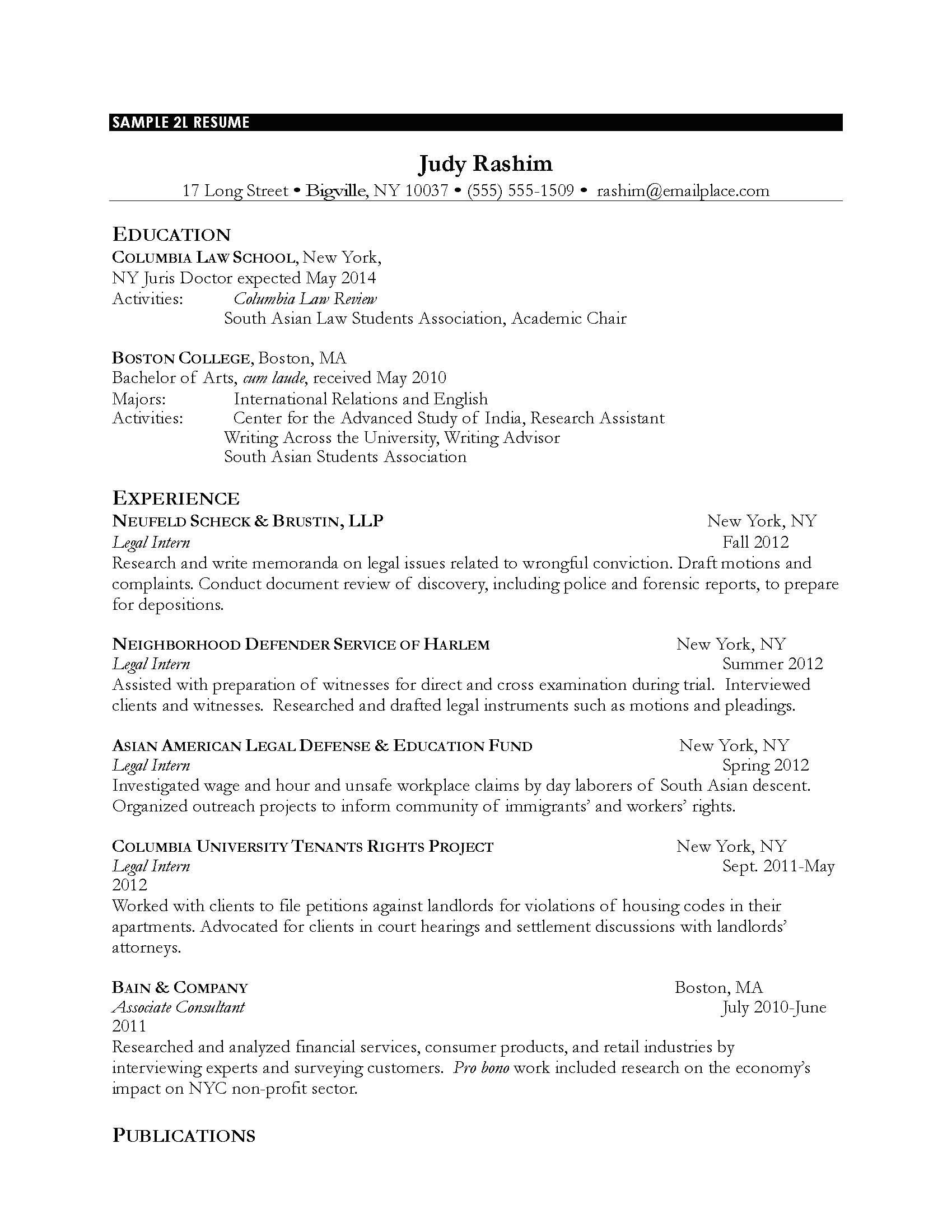 Sample Law Student Resume Resume Format Resume Format For Law Students 