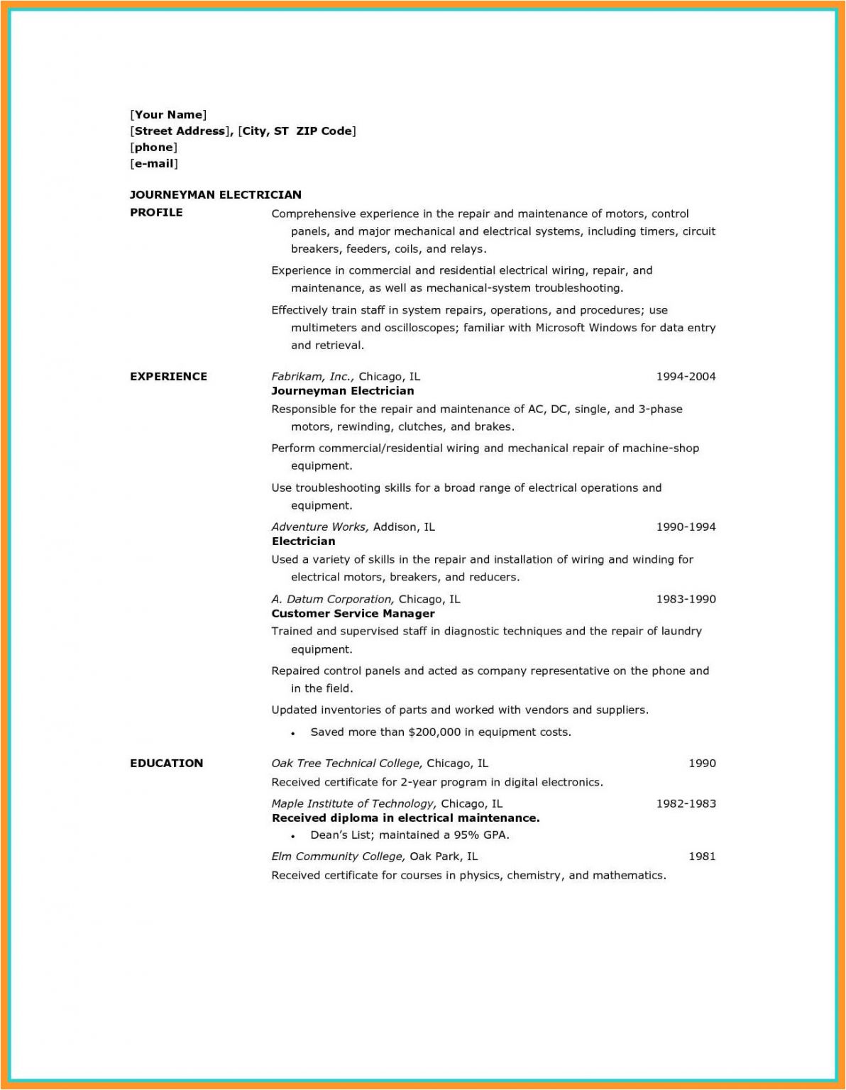 Sample Resume for Job Application In Canada 12 13 Electrical Apprentice ...