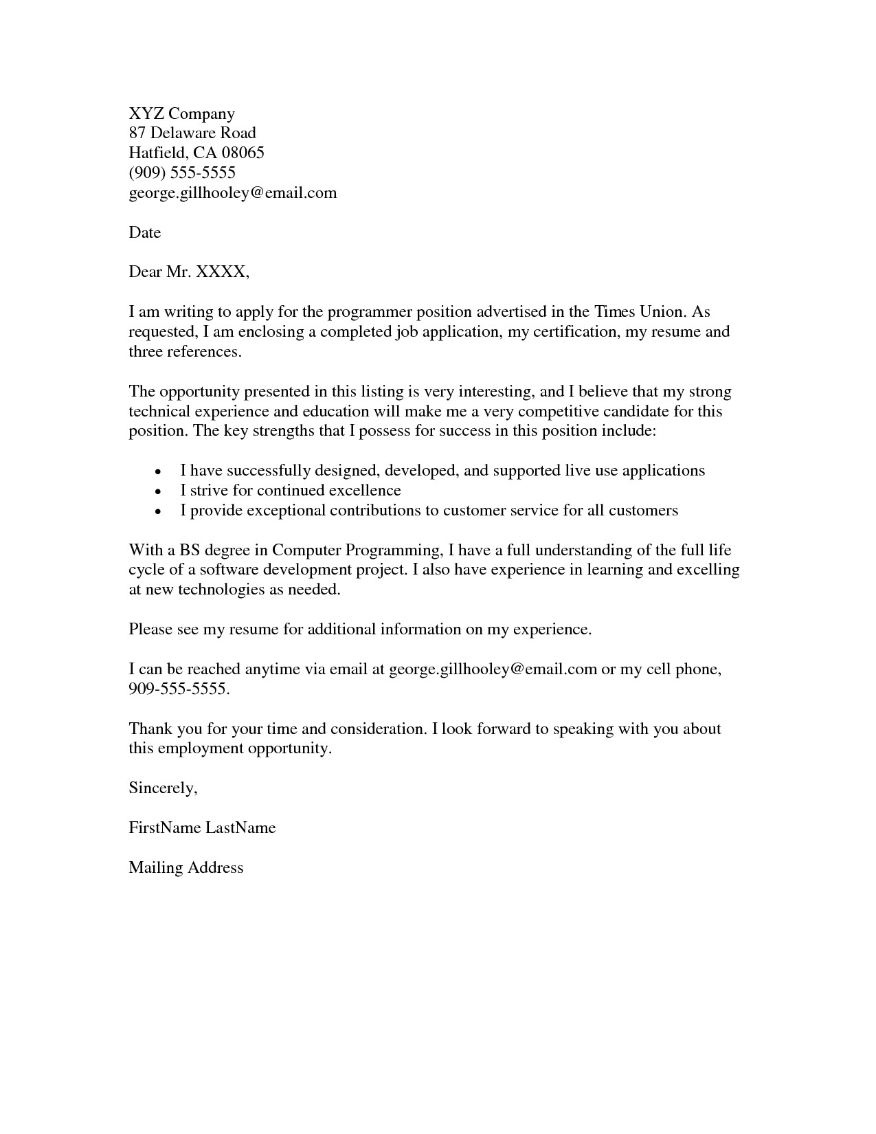 Sample Resume Letter For Job Application Job Application Cover Letter 