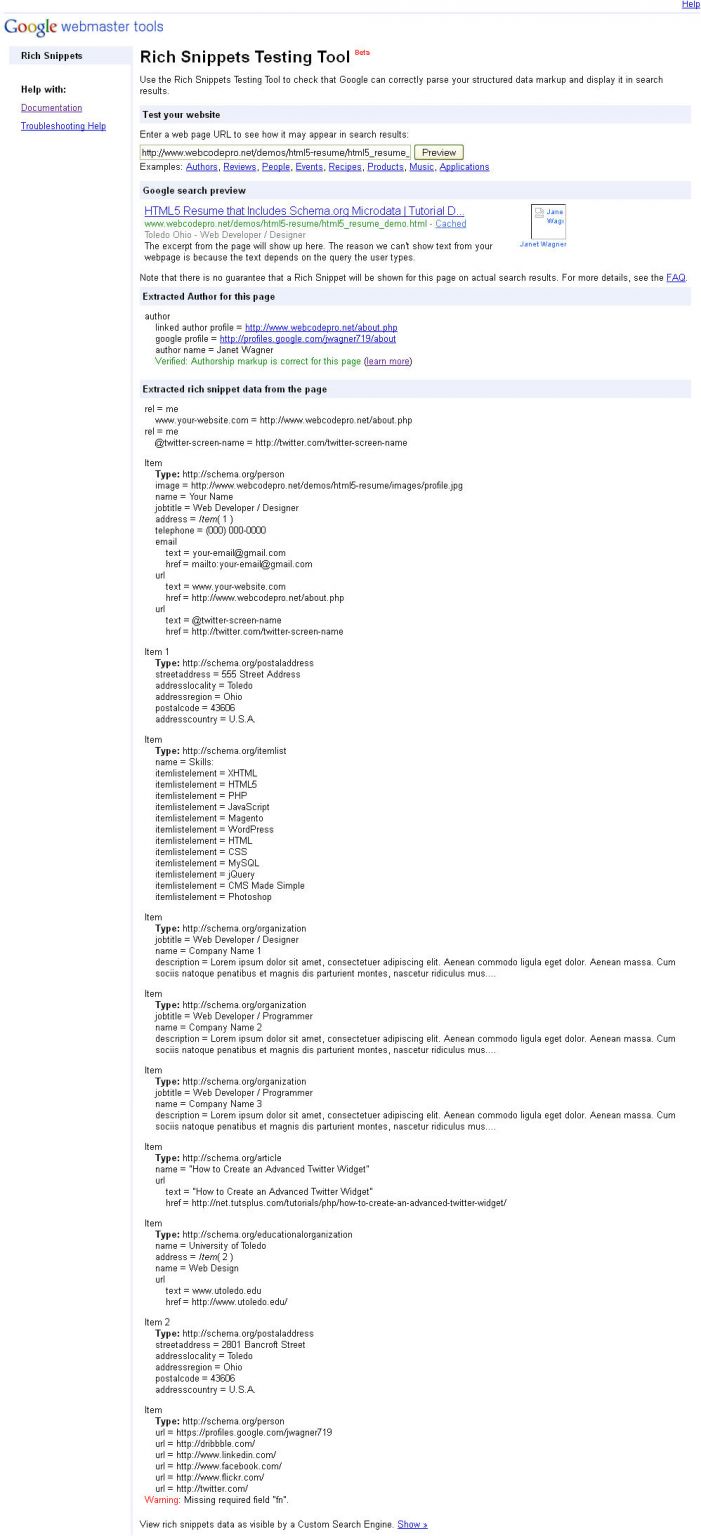 Student Resume In HTML Code How to Create An HTML5 Microdata Powered ...