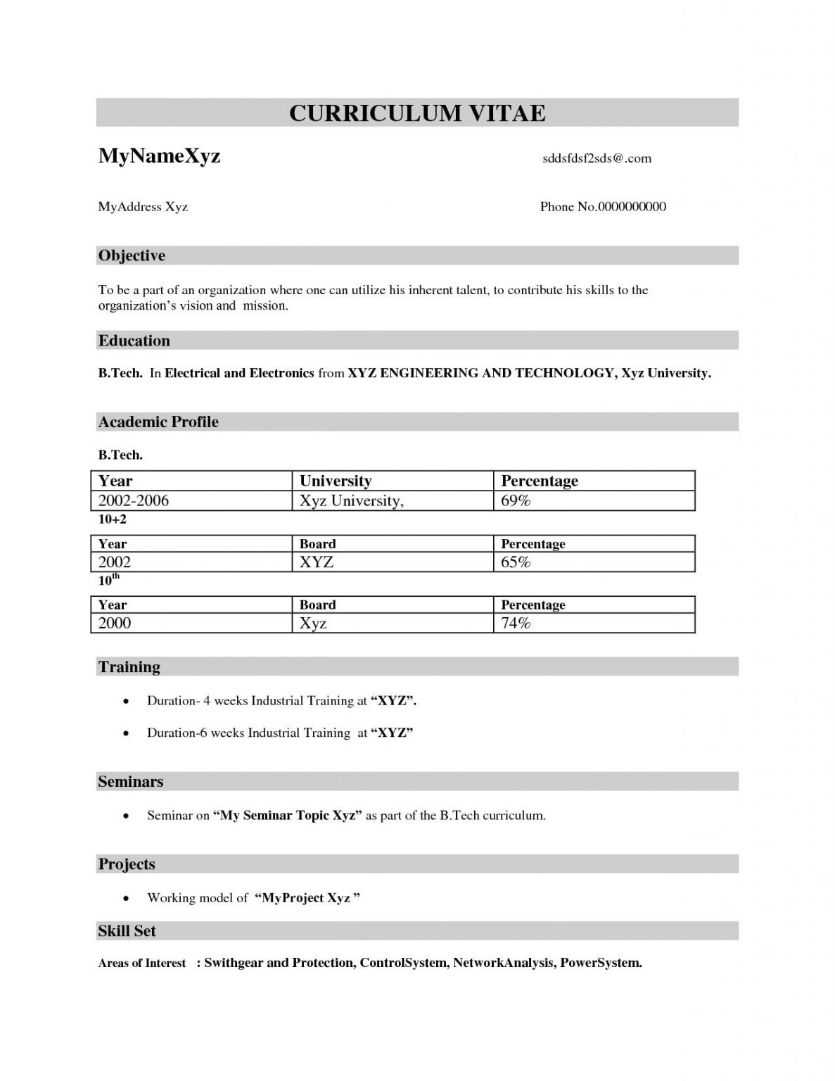 Tcs Fresher Resume format Tcs Resume format Resume format Example ...