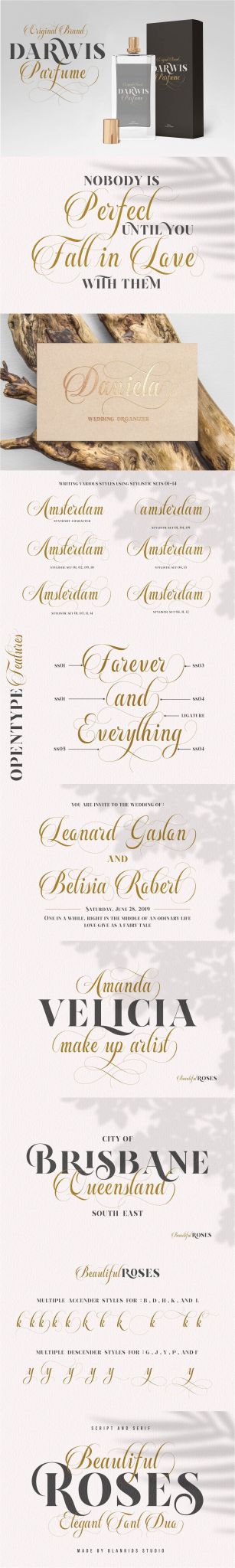 Beautiful Font for Wedding Card Beautiful Roses Font Duo Romantic Fonts ...