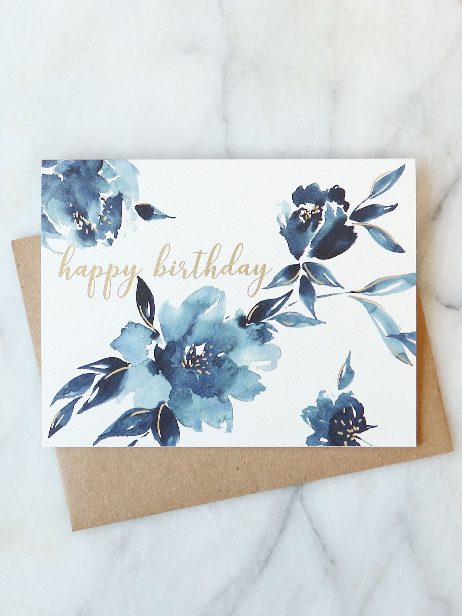 Flower Envelope Card Tutorial Step by Step Indigo Floral Birthday Card ...