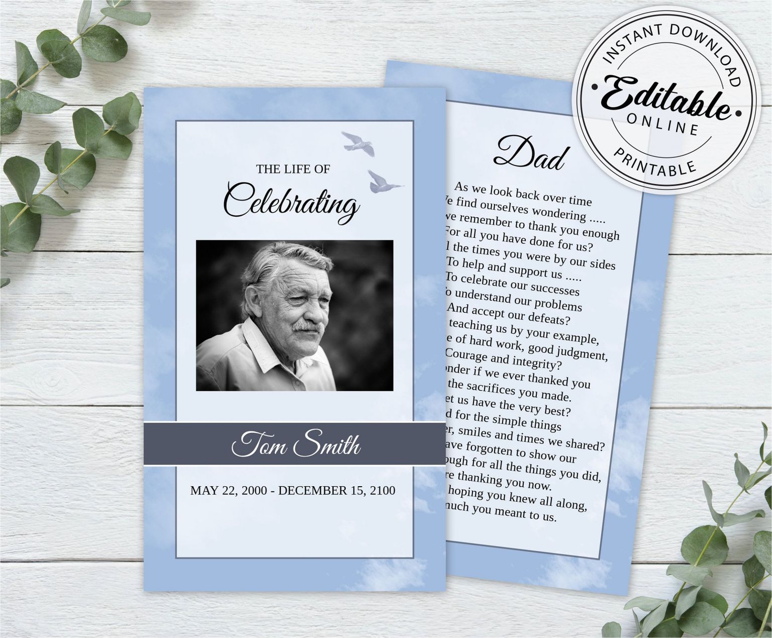 Funeral Flower Card Messages for Dad Examples Editable Funeral Prayer ...