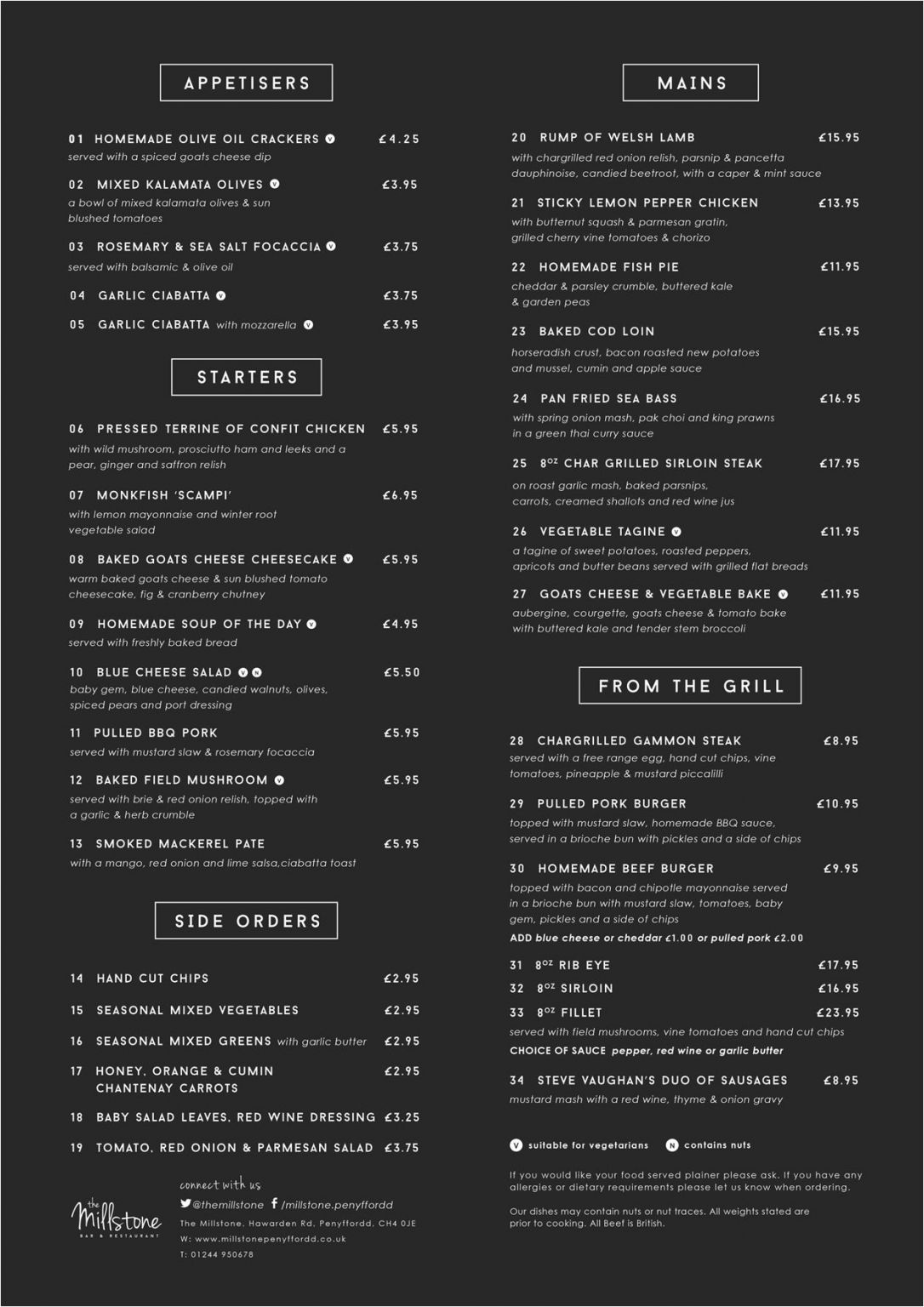 New Modern Cafe Menu Card the Millstone Main Food Menu Design ...