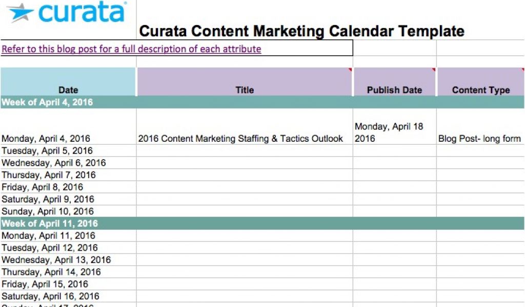 Content Calendar Template Google Docs Google Docs Calendar Template