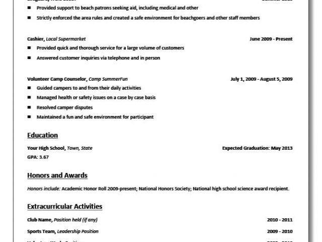 Create A Student Resume Using HTML Tags High School Resume for College ...