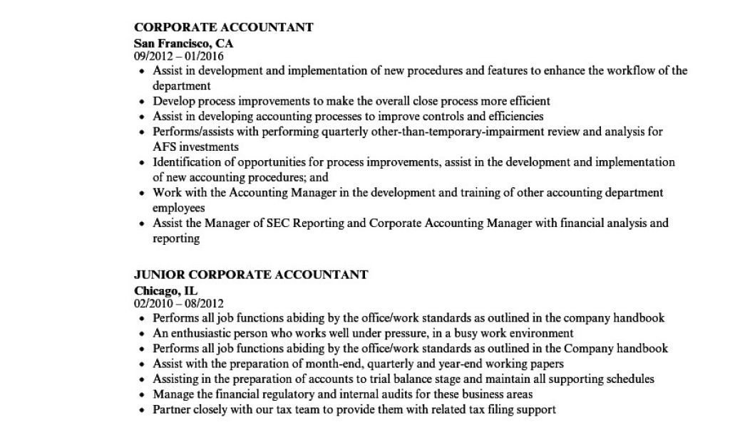 Resume format for Corporate Job Corporate Accountant Resume Samples ...