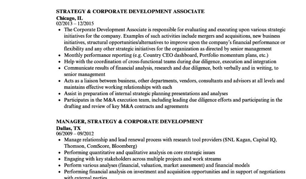 Resume format for Corporate Job Strategy Corporate Development Resume ...