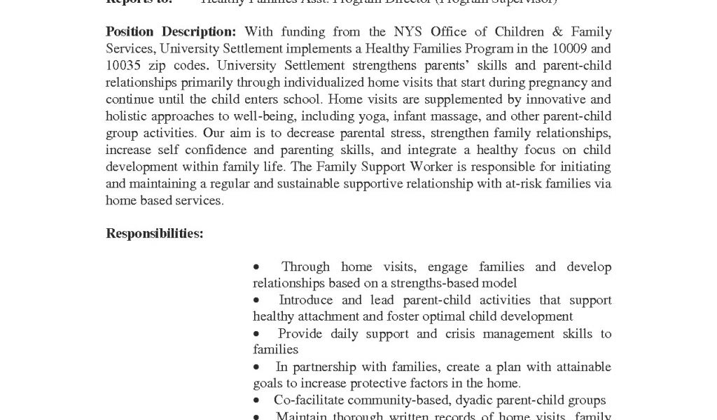 Sample Cover Letter For Community Support Worker Family Support Worker 