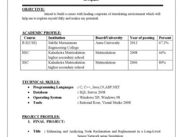 Top Fresher Resume format Best Cv format for Freshers Doc Tag Resume ...