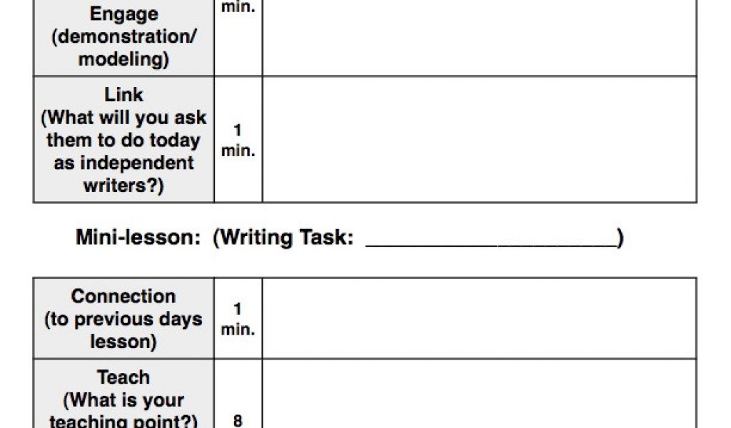 Writing Workshop Lesson Plan Template Writing Lesson Plan Template